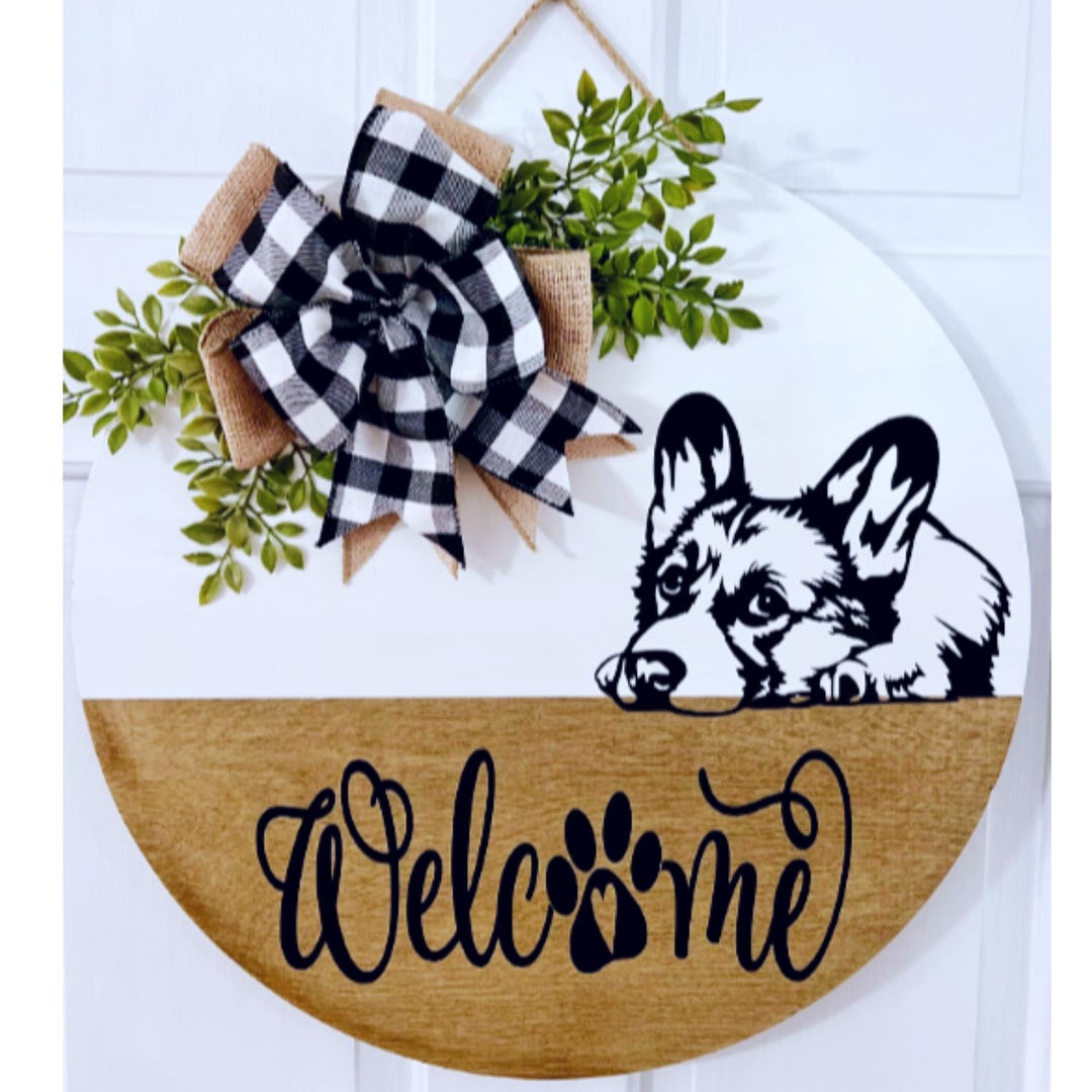 Corgi Welcome Sign: 18" Dog Door Hanger - Etsy