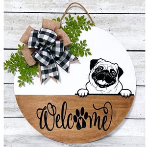 Pug Dog 18 Inch Door Hanger, Dog Welcome Sign - Etsy