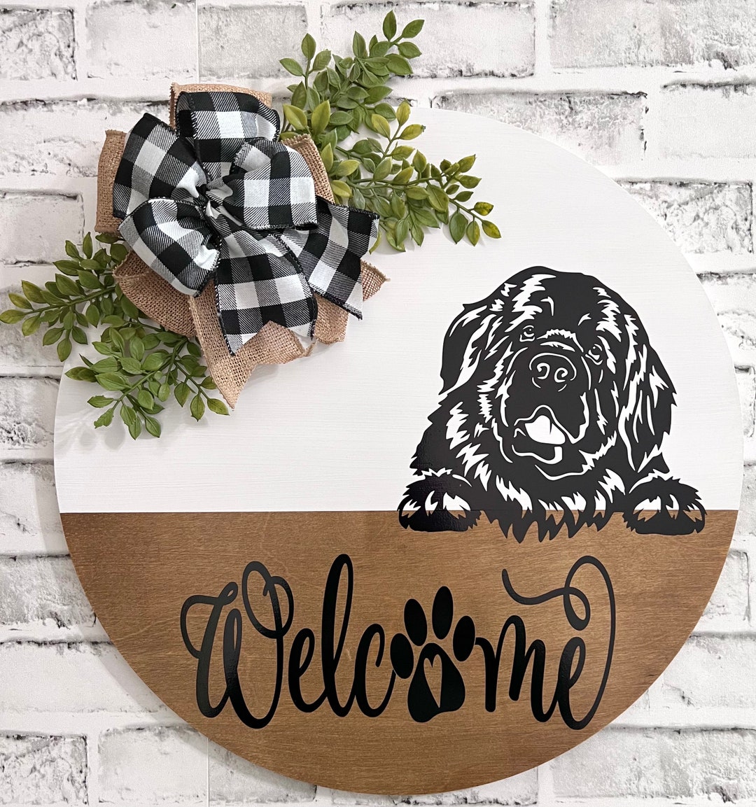 Newfoundland 18 Inch Door Hanger Welcome Sign, Dog Welcome Sign, Newfie ...
