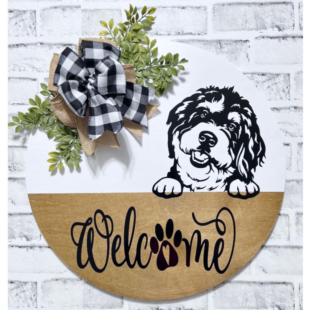 Bernedoodle Welcome Sign: 18" Dog Hanger - Etsy