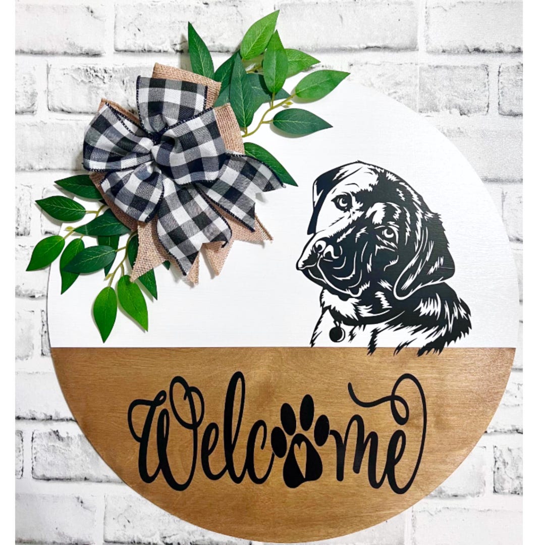 Black Lab Welcome Sign: 18" Dog Door Hanger - Etsy