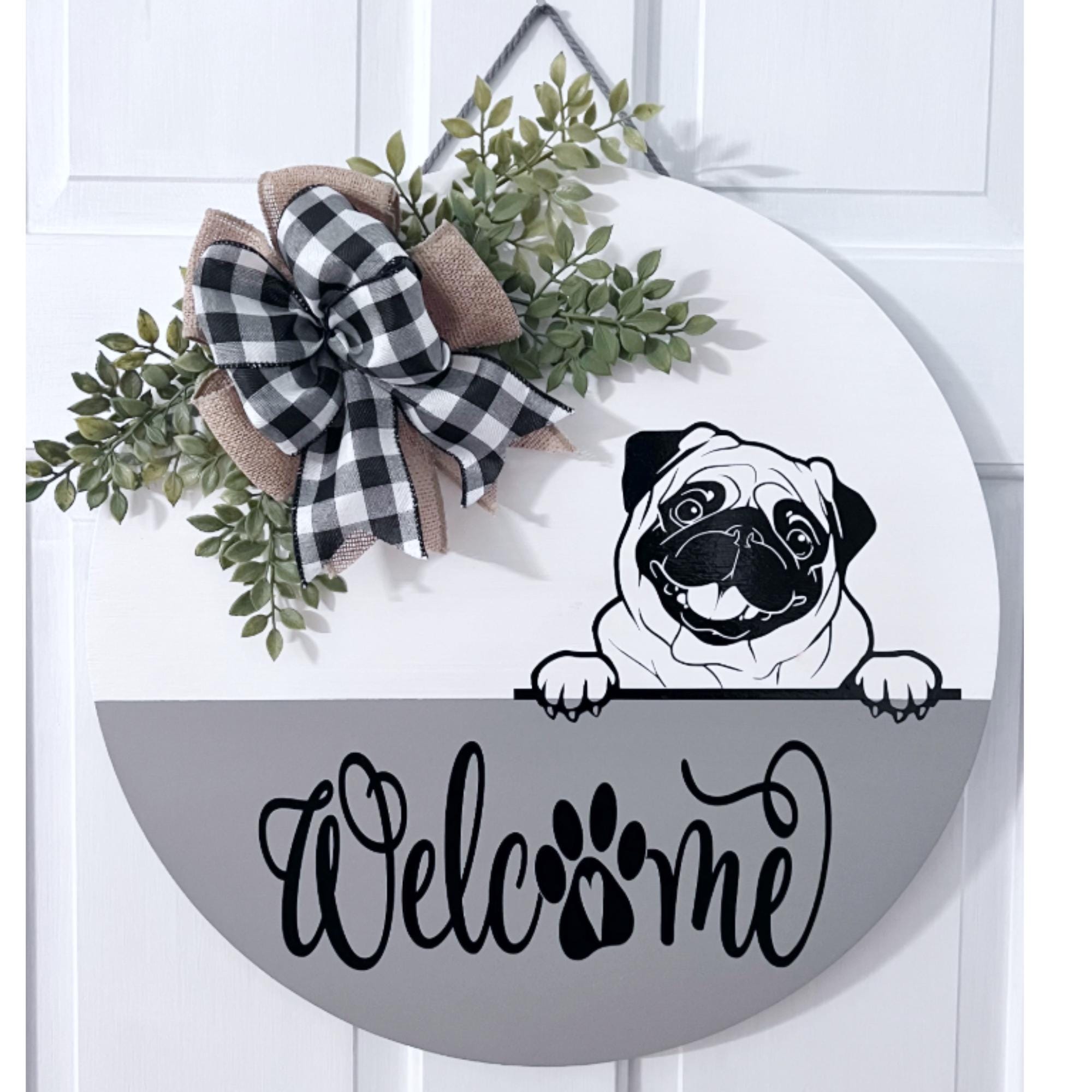 Pug Dog 18 Inch Door Hanger, Dog Welcome Sign - Etsy