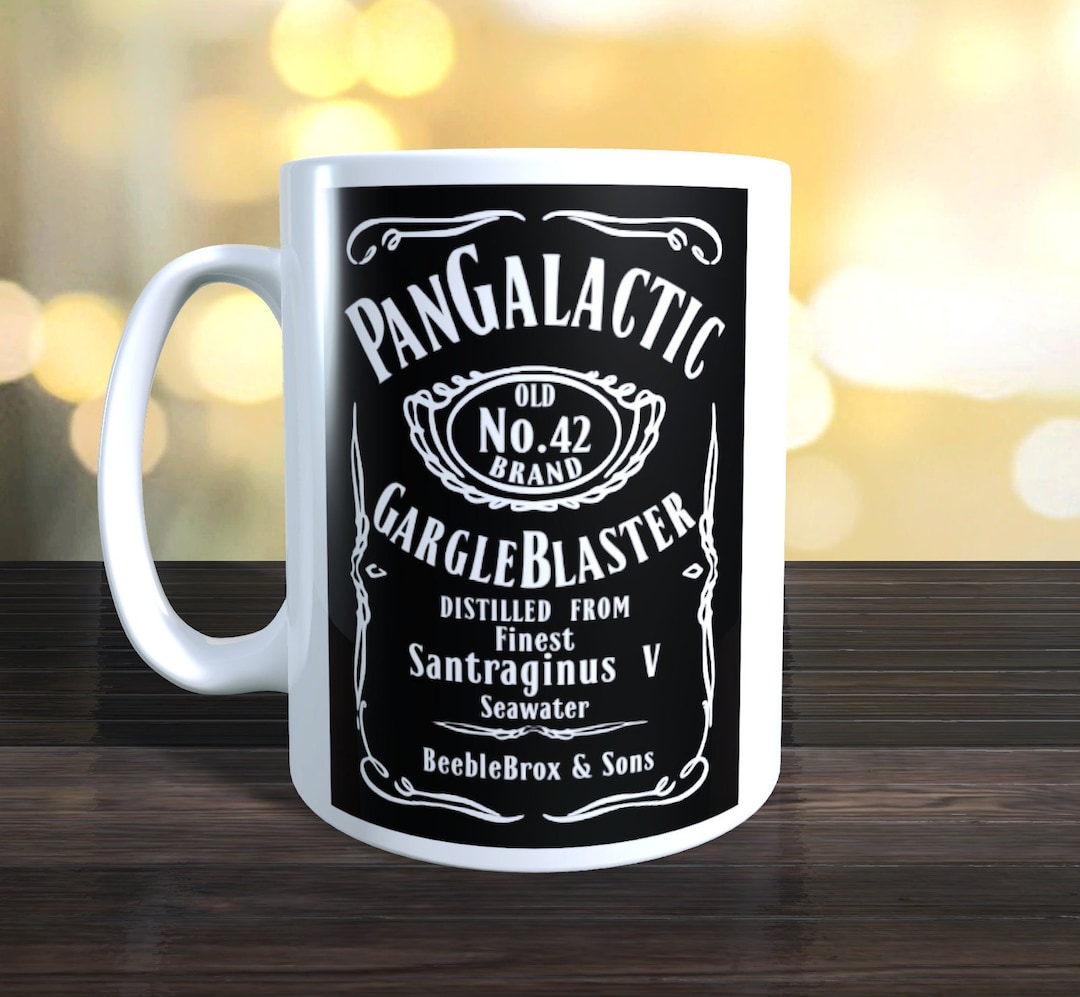 Pan Galactic Gargle Blaster Mug, Hitchhikers Guide to the Galaxy. Retro TV, Comedy, Picture is ...