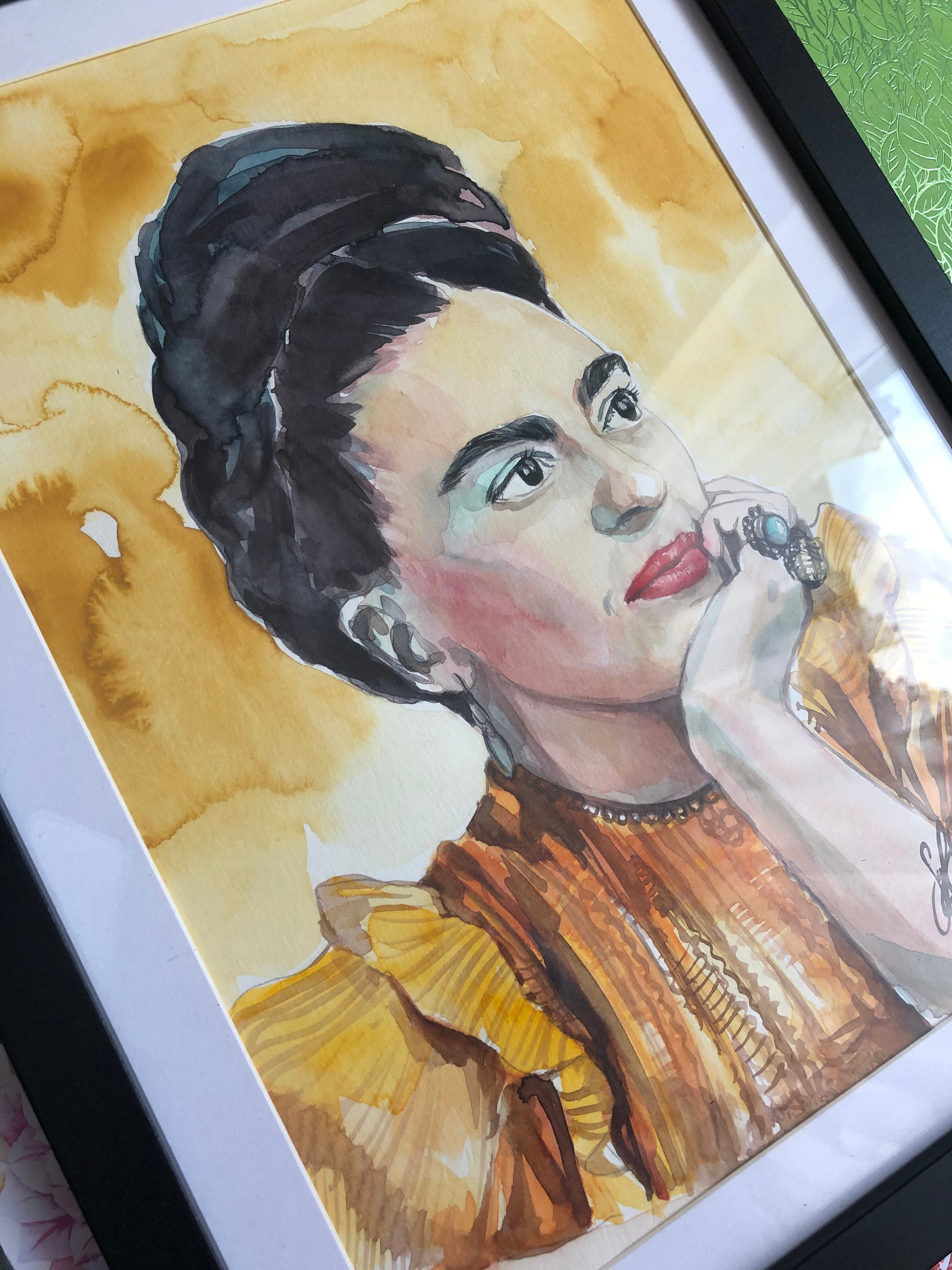 Frida Kahlo Watercolor Portrait-thoughtful Frida Wall Art - Vibrant ...