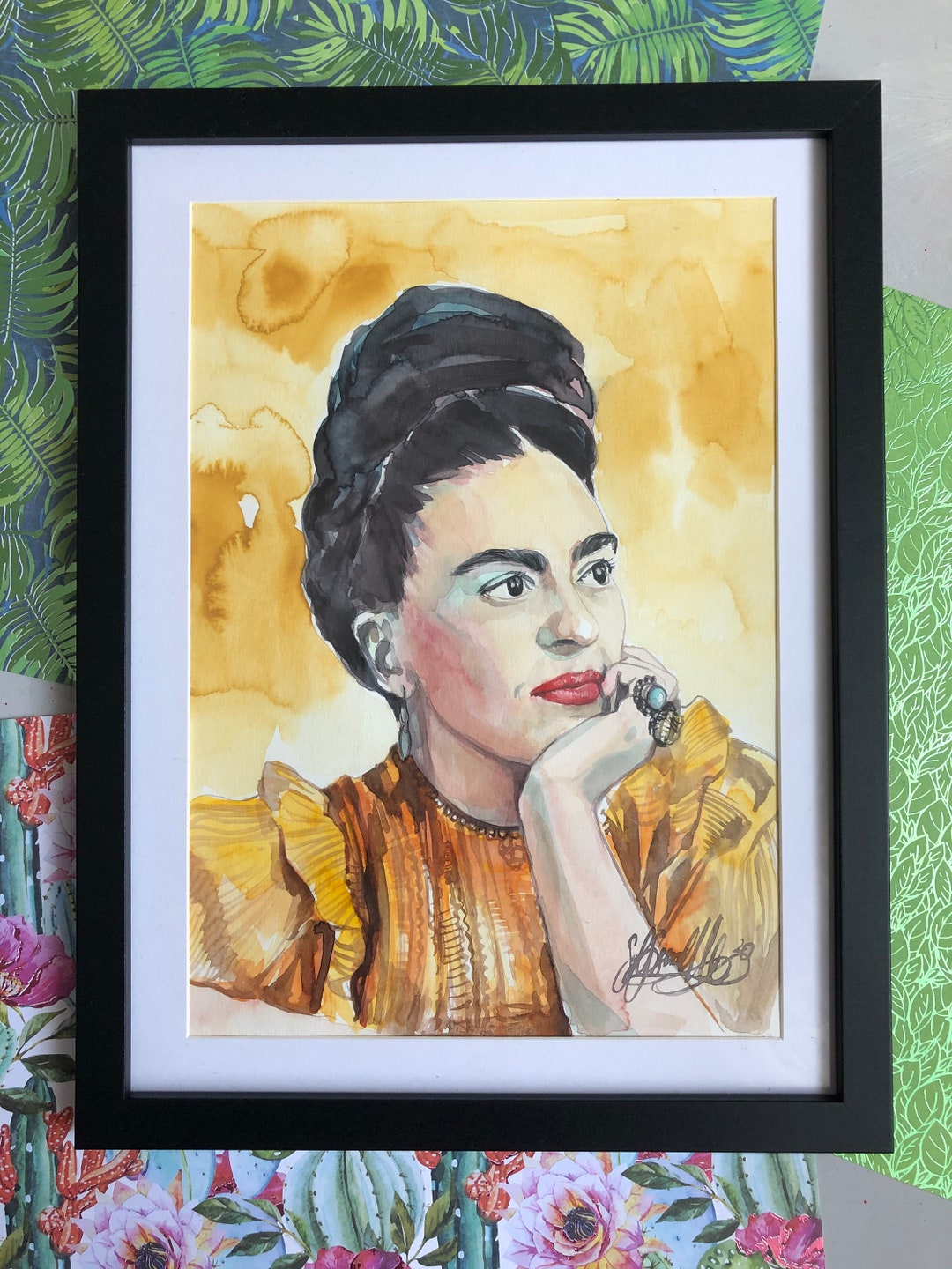Frida Kahlo Original Watercolor Painting Inspired by Mexican Artist ...
