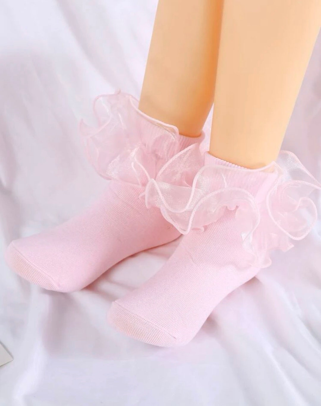 Girls Ruffle Sock/pink Sock/organza Ruffle Socks/girl/socks/organza ...