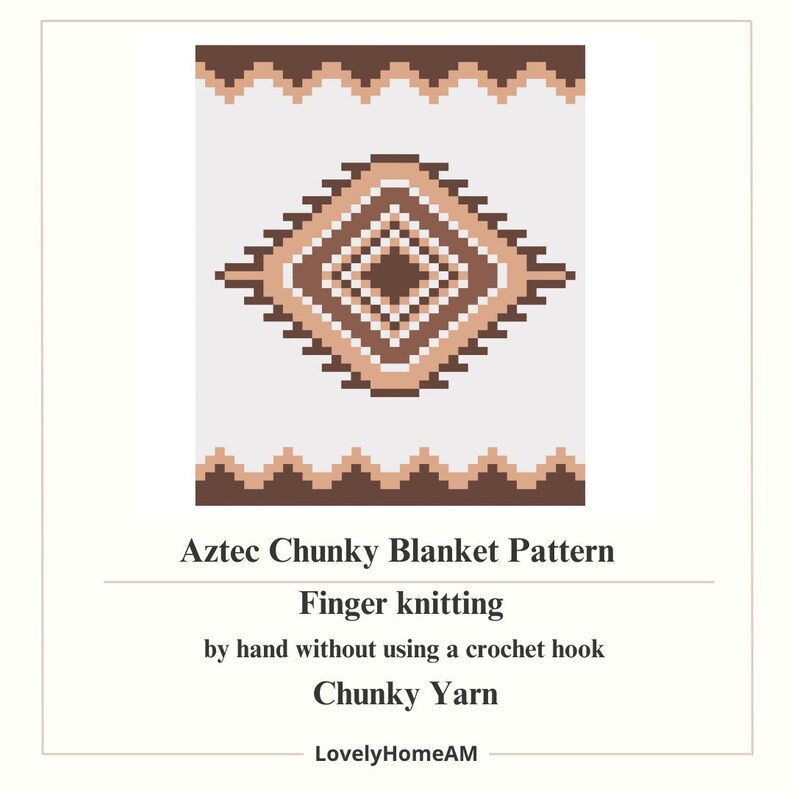 Blanket Knitting Pattern. Chunky Blanket Pattern Aztec. Finger Knitting ...