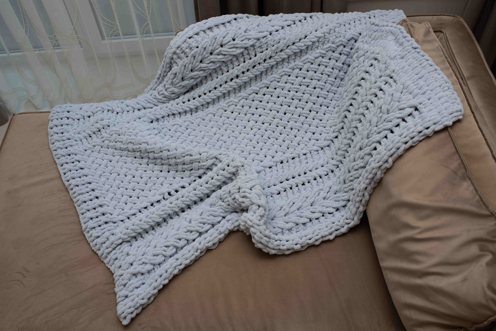 Loop Yarn Blanket Pattern Finger Knit Blanket Pattern Pdf - Etsy