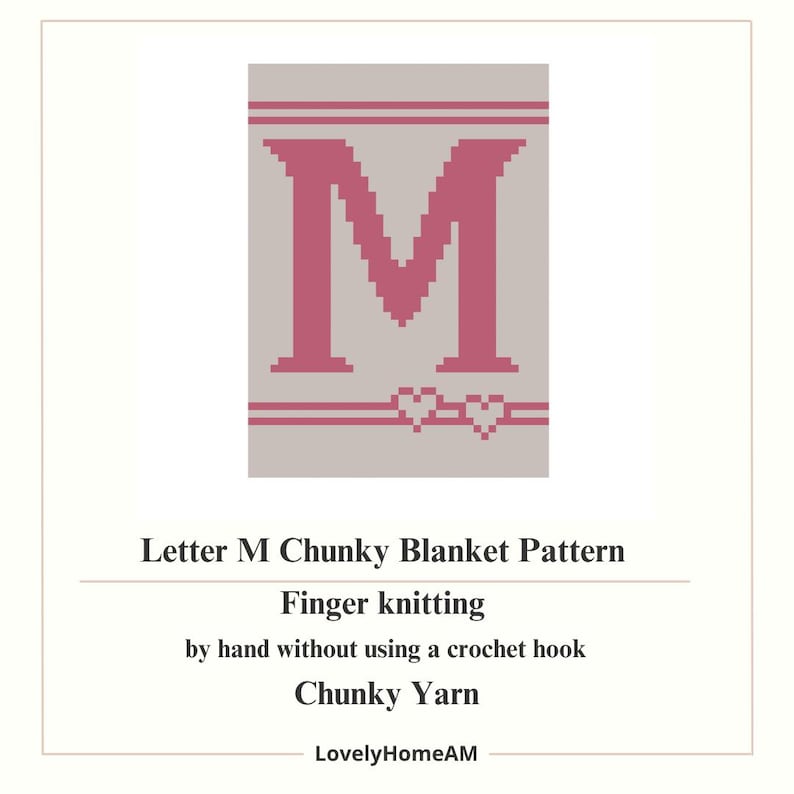 Chunky Blanket Knitting Pattern: Letter M Initial, Easy DIY (PDF) - Etsy UK