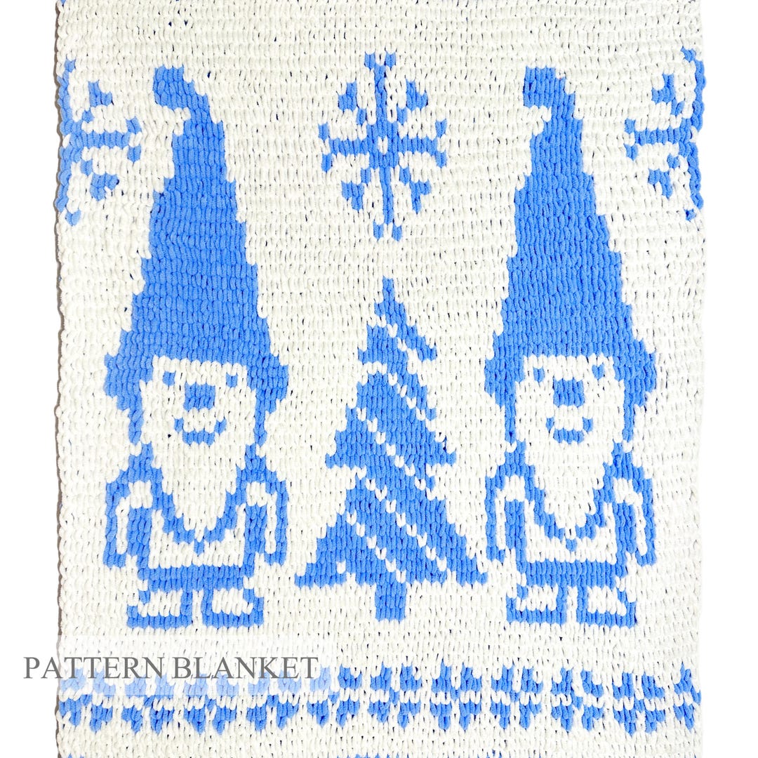 Gnomes by the Tree Blanket Pattern Finger Chunky Knitting Alize Puffy ...