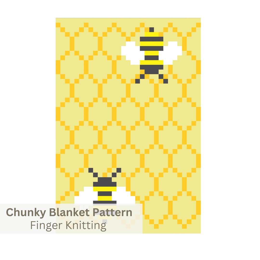 Honeycomb and Bees Chunky Blanket Pattern: Finger Knitting Tutorial ...