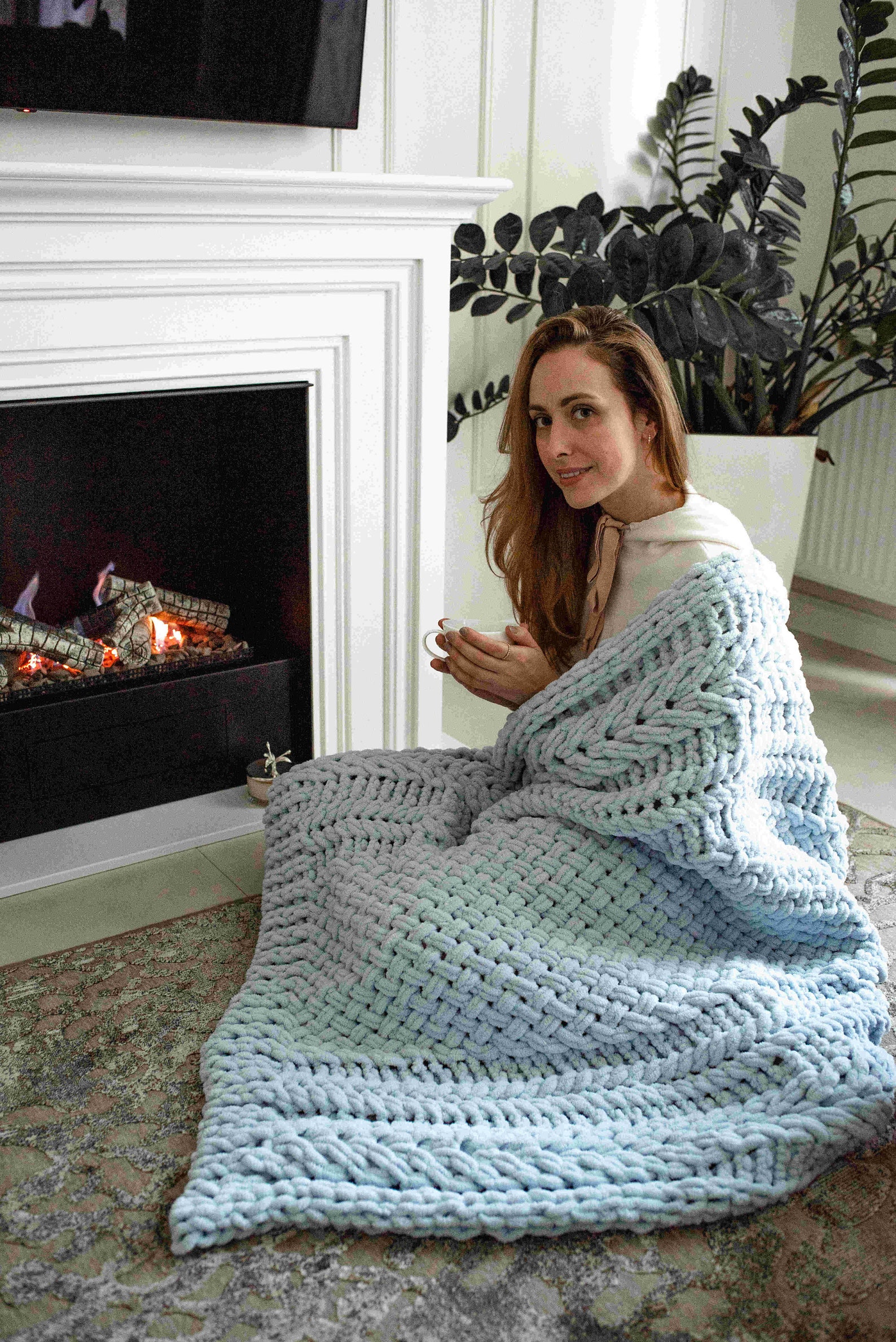 Loop Yarn Blanket Pattern Finger Knit Blanket Pattern Pdf - Etsy