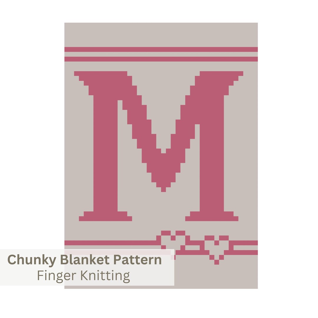 Chunky Blanket Knitting Pattern: Letter M Initial, Easy DIY (PDF) - Etsy UK
