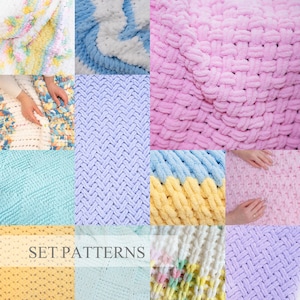 SET 12 Beginners Loop Yarn Blanket Pattern, Do It Yourself, Alize Puffy ...