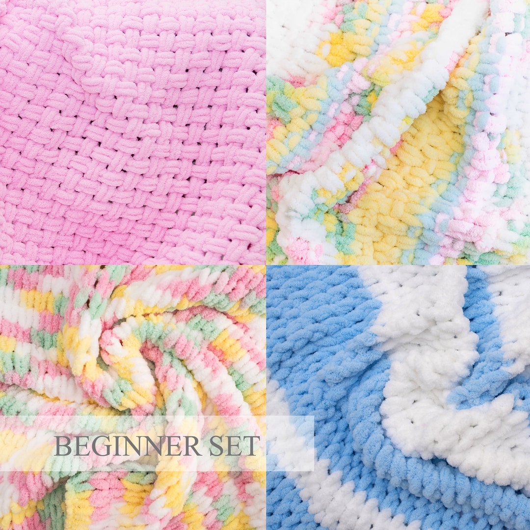 SET3 Beginners Loop Yarn Blanket Pattern, Do It Yourself, Alize Puffy ...