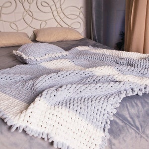 Finger Knit Blanket Pattern, Alize Puffy Pattern, Loop Yarn Blanket Pdf ...