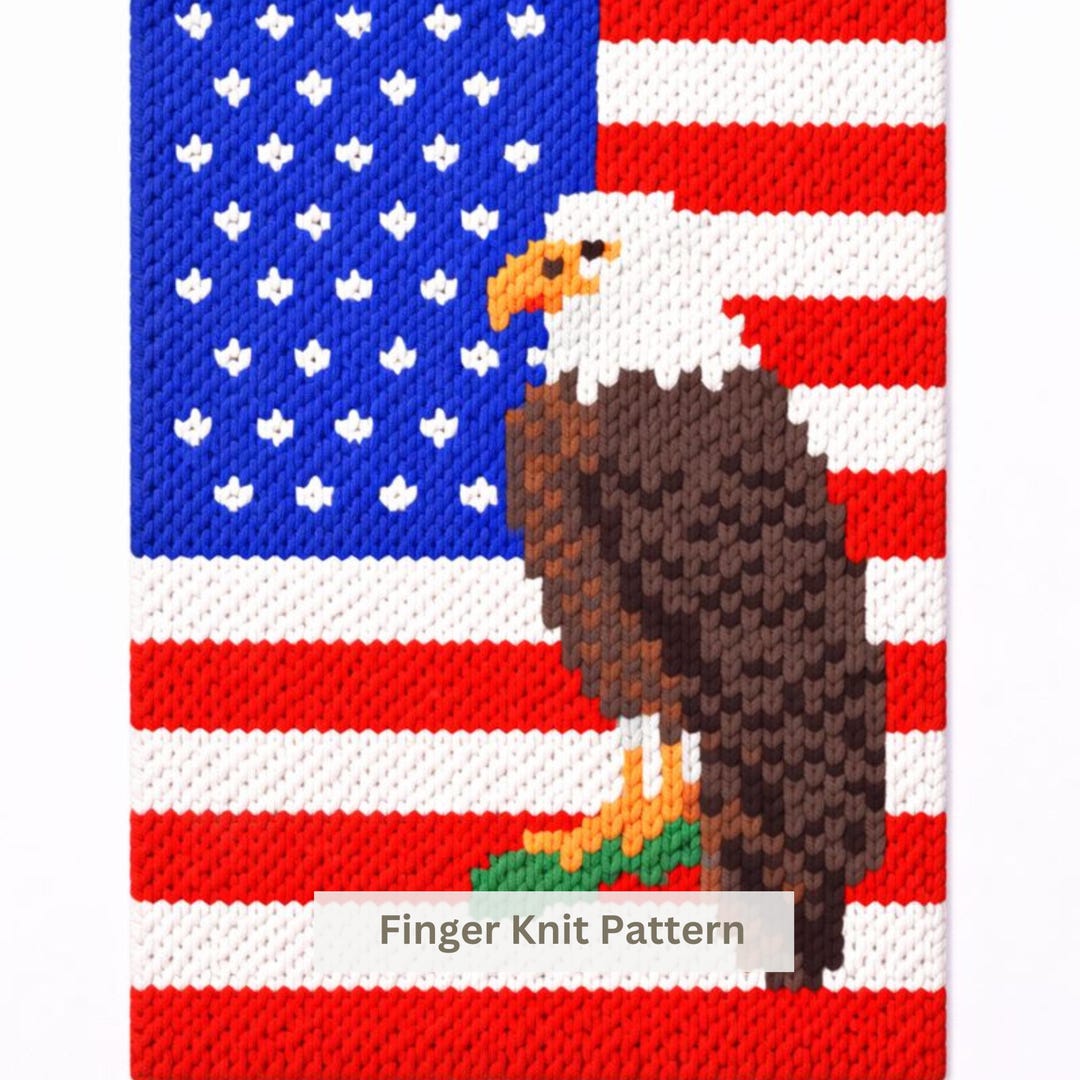 USA Patriotic Eagle Chunky Blanket Pattern: Finger Knitting Tutorial ...