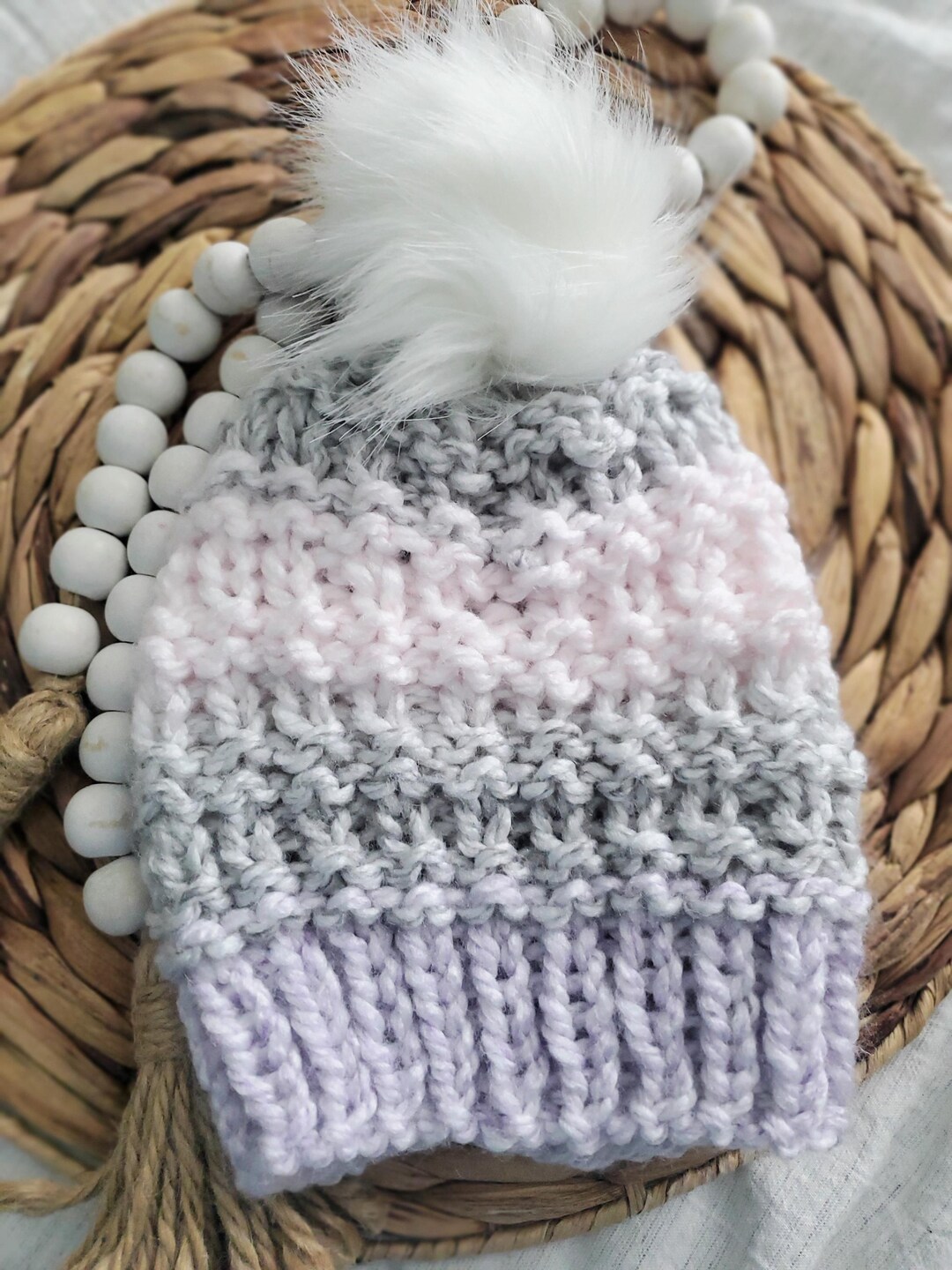 Pastel Knit Hat for Girls, Faux Fur Pom Pom Hats Best Sellers, Tween ...