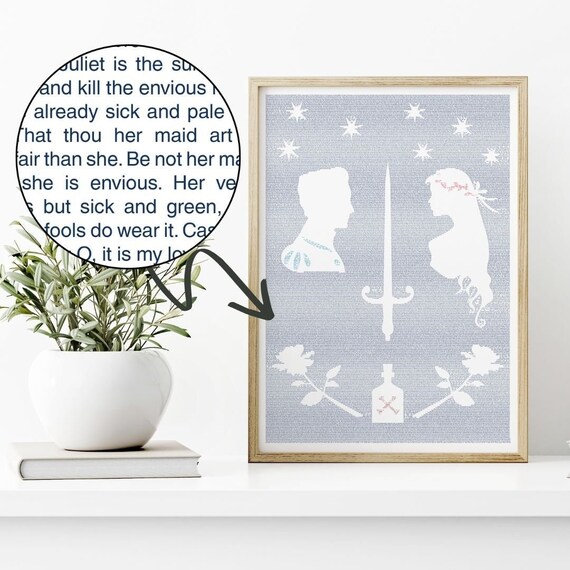 Romeo and Juliet Wall Poster Shakespeare Wall Art | Etsy