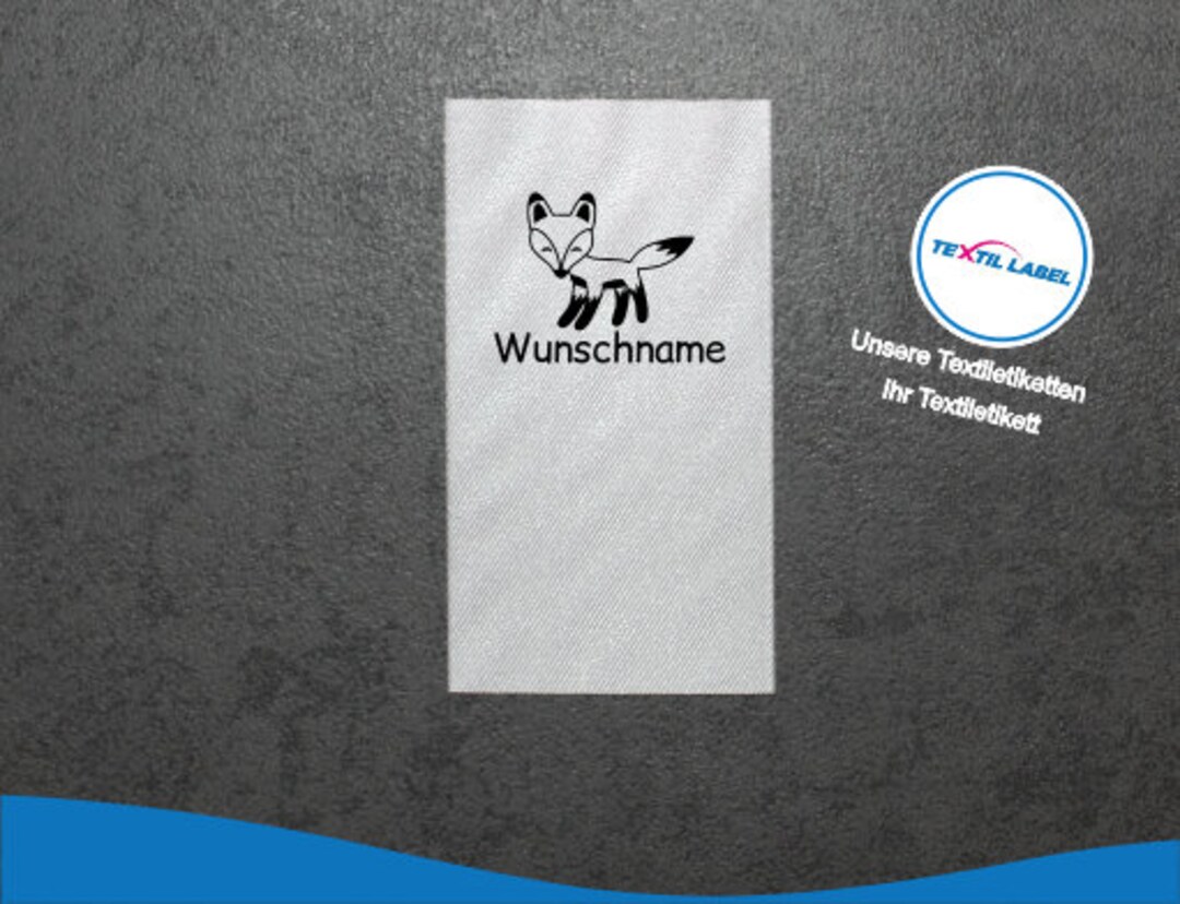 Textile Labels With Desired Name and Fox , From 25 Pieces Textile Label ...