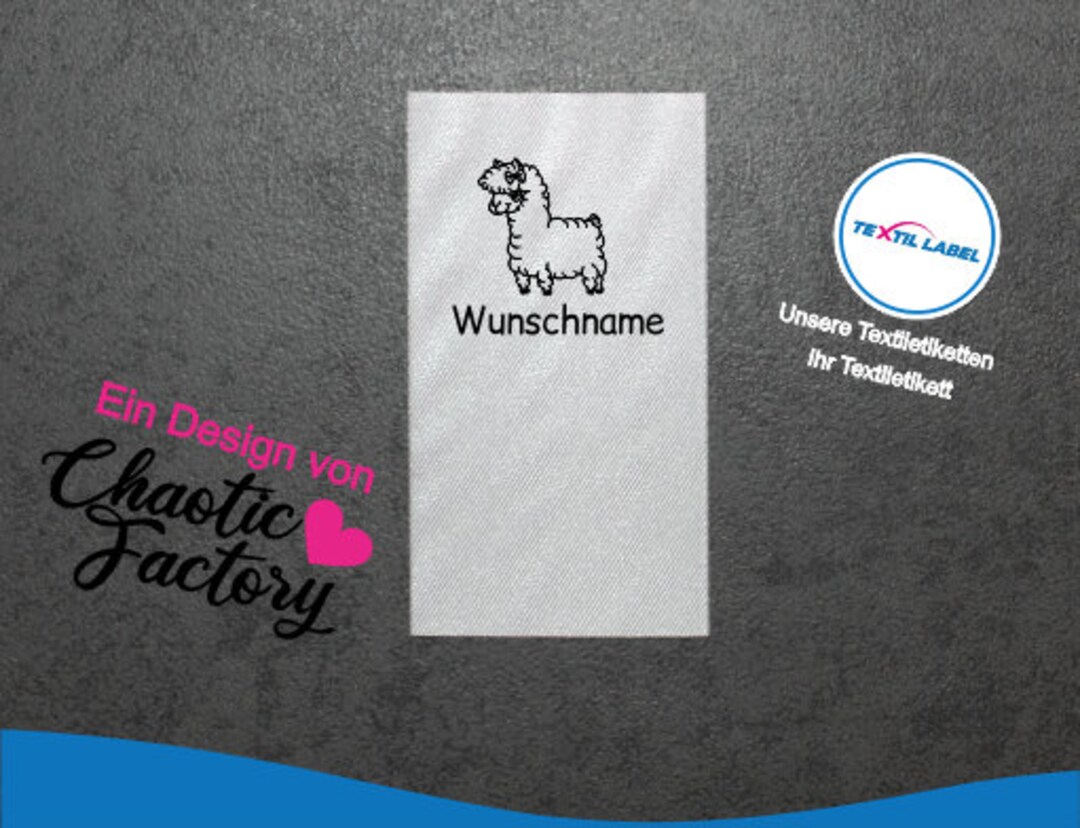 Textile Labels With Desired Name and Alpaca Female, Labels Personalized ...