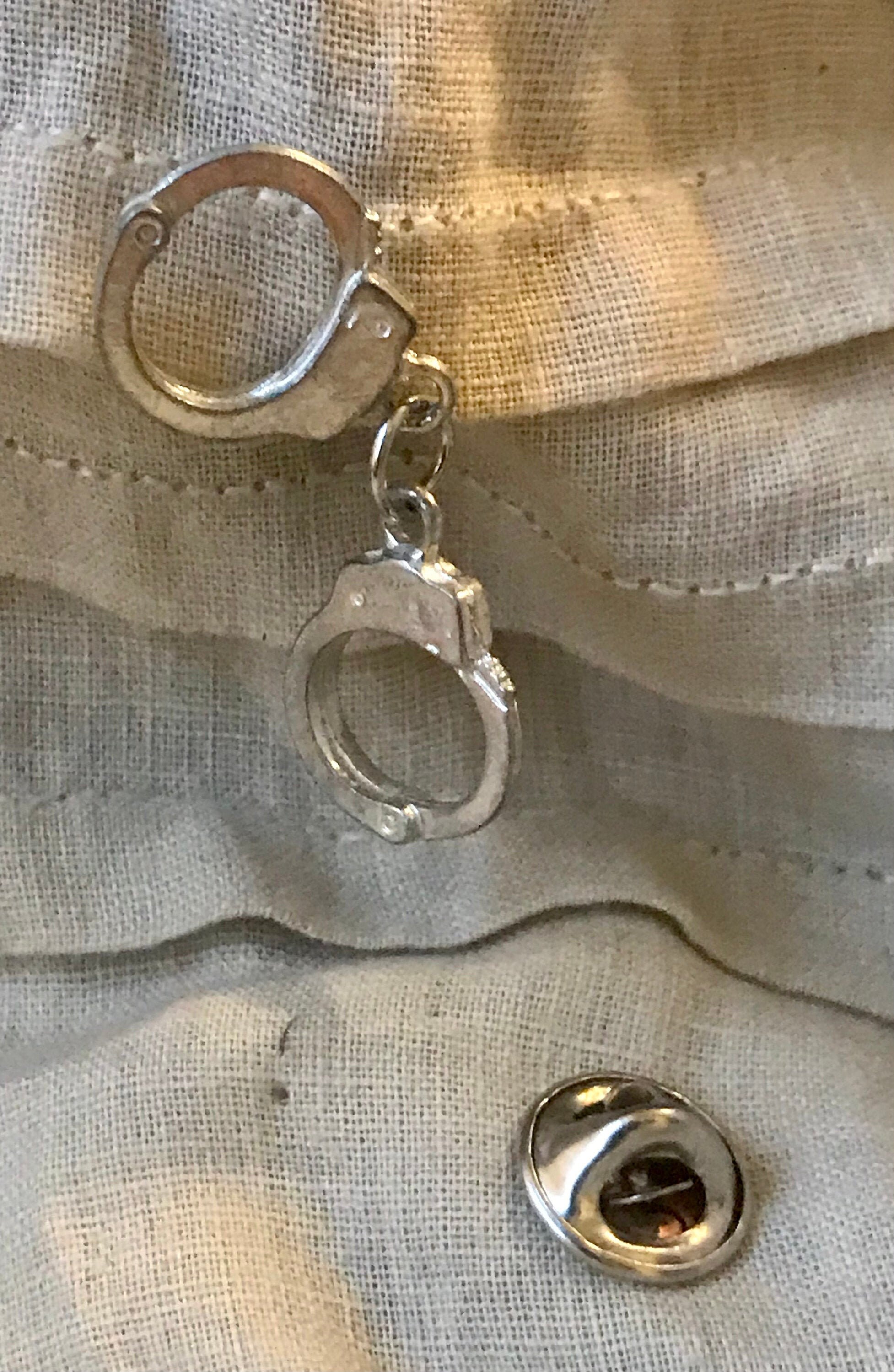 Silver /Pewter Handcuffs Hatpin/ Lapel Pin | Etsy