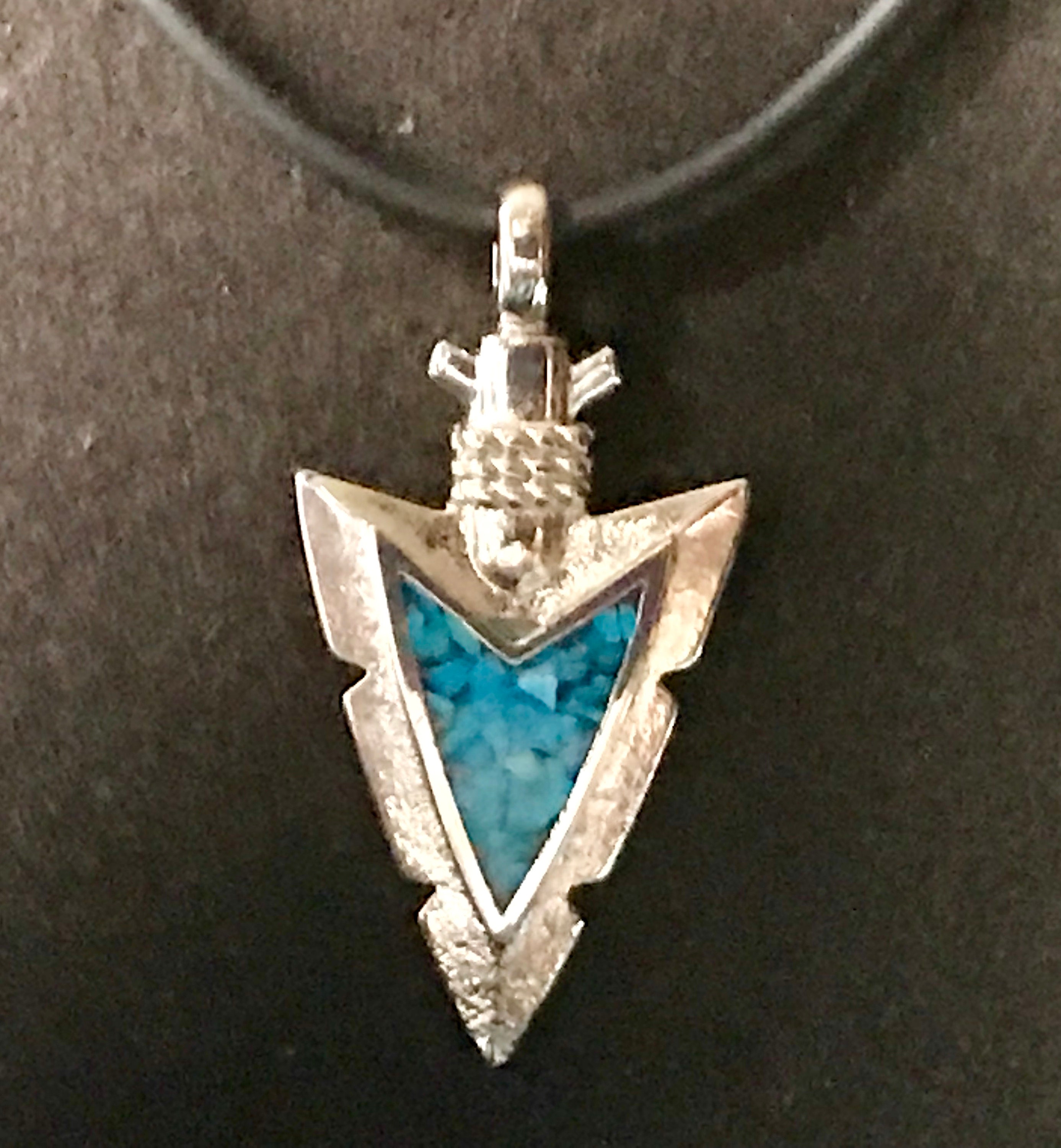 Silver Arrowhead Necklace W Turquoise Inlay - Etsy