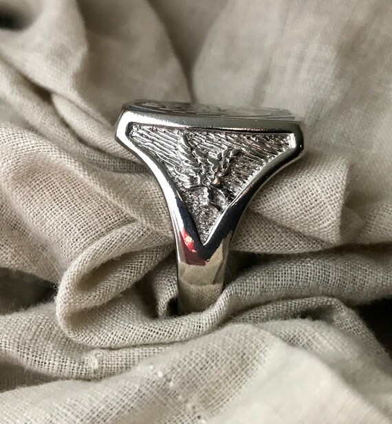 Silver Eagle Head Ring w Turquoise Inlay - Gem