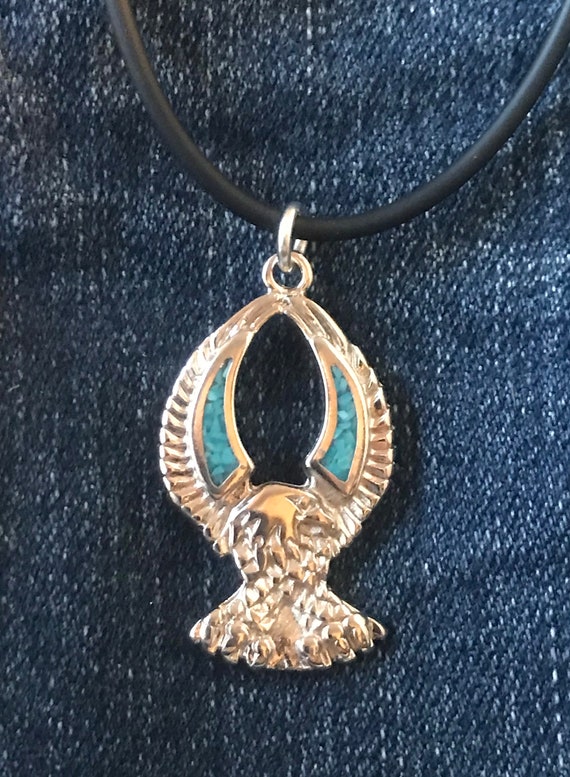 Eagle with Turquoise Inlay Necklace - Gem