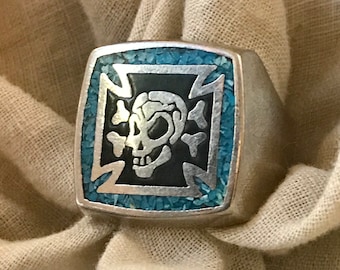 Turquoise Skull Ring - Etsy