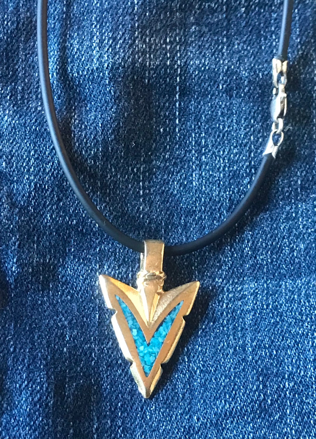 Gold Arrowhead Necklace W Turquoise Inlay - Etsy