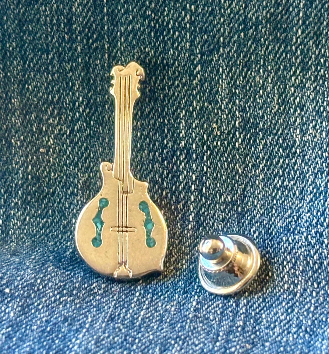 Silver Mandolin Turquoise Inlay Lapel / Hat Pin - Etsy