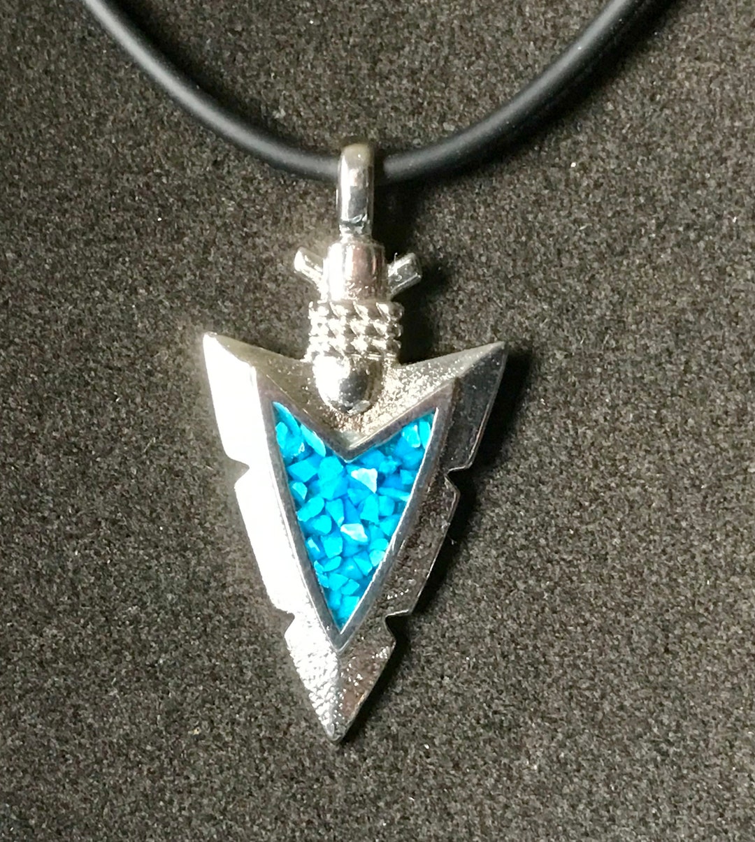 Silver Arrowhead Necklace W Turquoise Inlay - Etsy