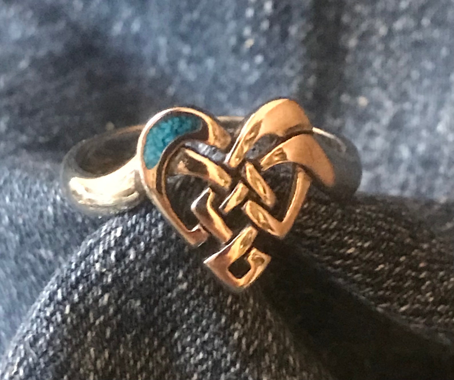 Silver Celtic Heart Ring W/ Inlay - Etsy