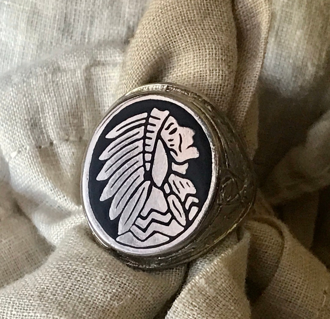 Silver Indian Chief Ring - Etsy