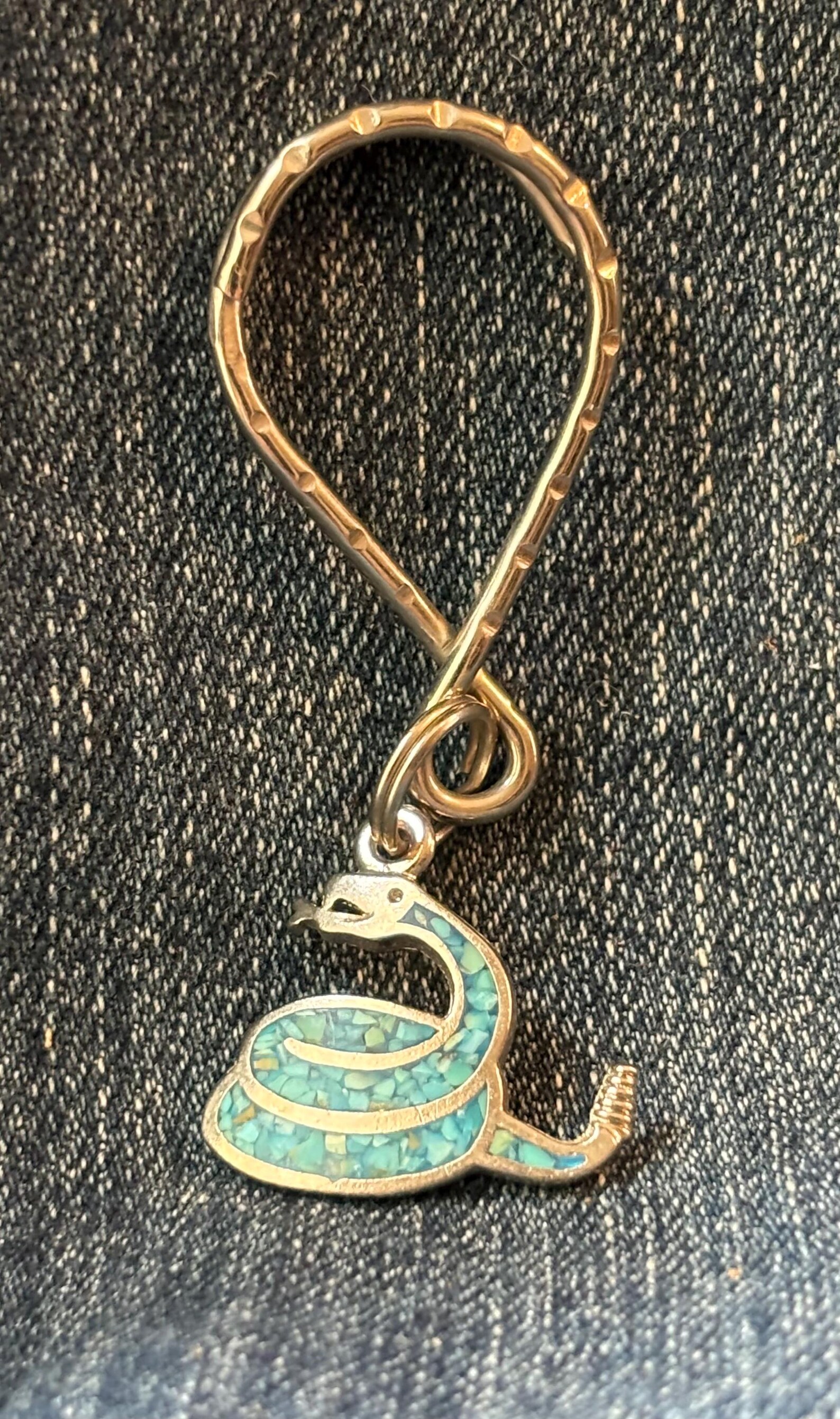 Silver Rattlesnake Coiled W/turquoise Inlay Key Ring - Etsy