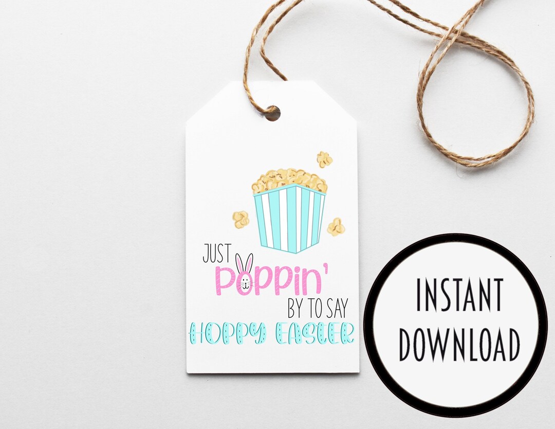 Hoppy Easter Popcorn Gift Tags: Printable Easter Favor (PDF, PNG, JPEG ...