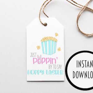 Hoppy Easter Popcorn Gift Tags: Printable Easter Favor (PDF, PNG, JPEG ...