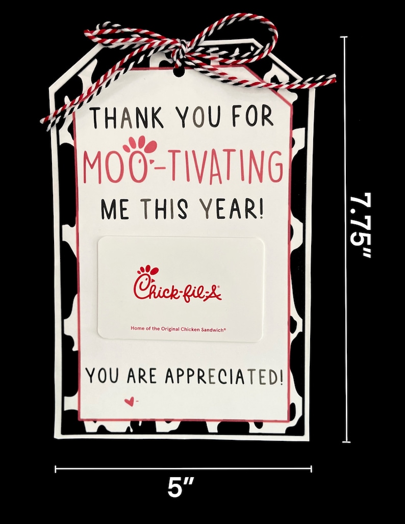Chick-fil-a Teacher Appreciation Gift Card Holder Printable - Etsy