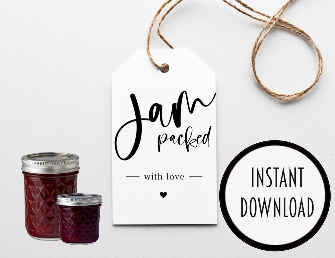 Jam/jelly Gift Tag "jam Packed With Love", Printable Gift Tags ...