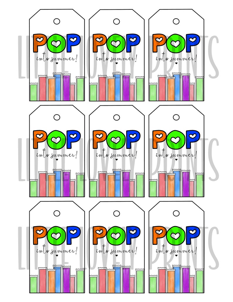 Popsicle Gift Tag: Pop Into Summer Printable (PDF & JPG) - Etsy