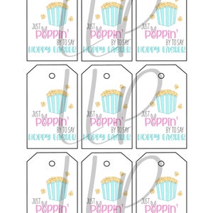 Hoppy Easter Popcorn Gift Tags: Printable Easter Favor (PDF, PNG, JPEG ...