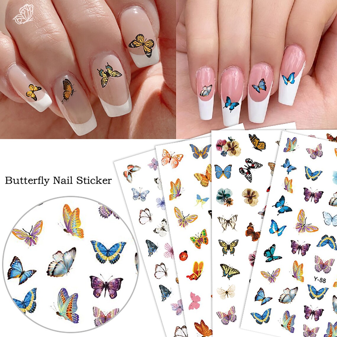 Diy Thin Nail Stickers Safety Nail Decals With Gel Butterfly Etsy