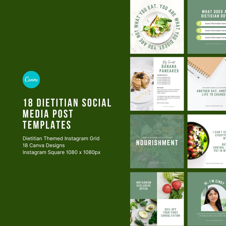 Dietitian Social Media Templates - Etsy