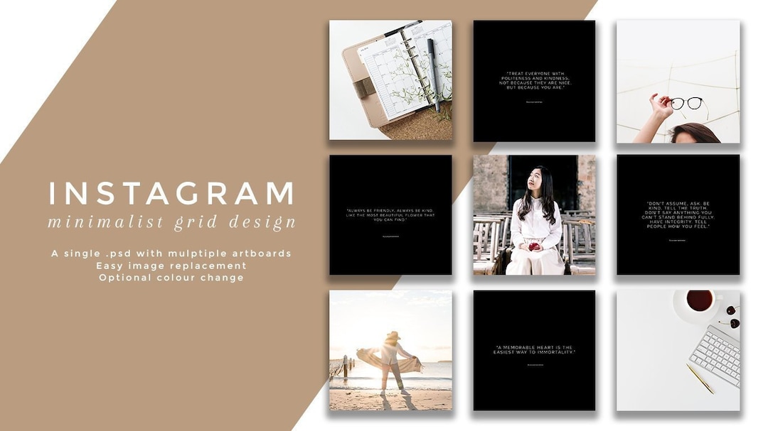 Minimalist Instagram Grid Template - Etsy Canada