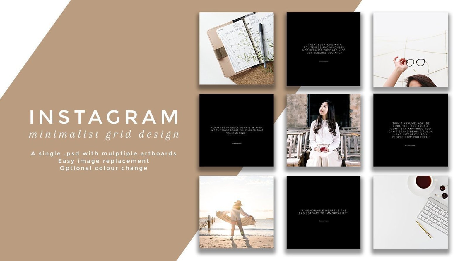 Minimalist Instagram Grid Template - Etsy Canada
