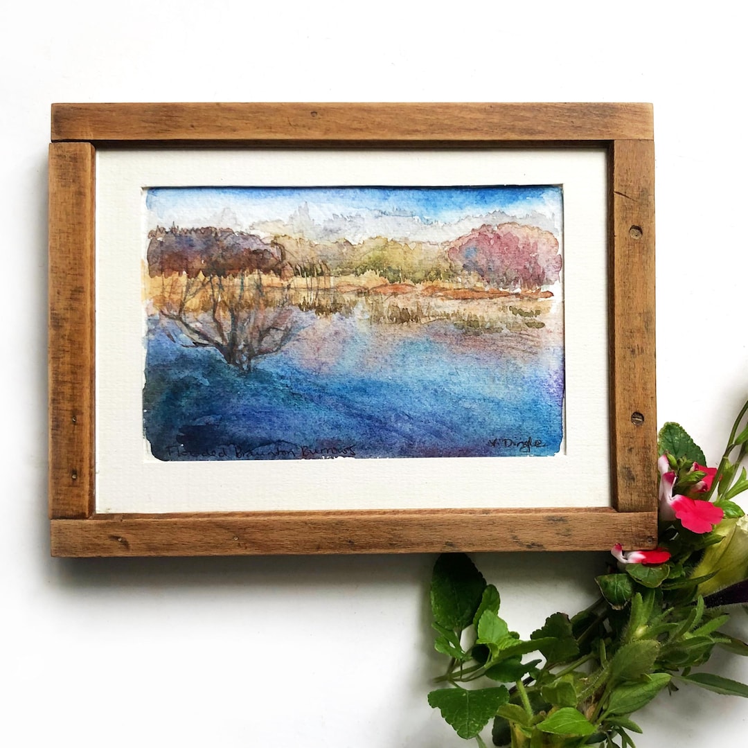 Framed Devon Landscape Watercolor Painting: Antique Kodak Oak Frame - Etsy