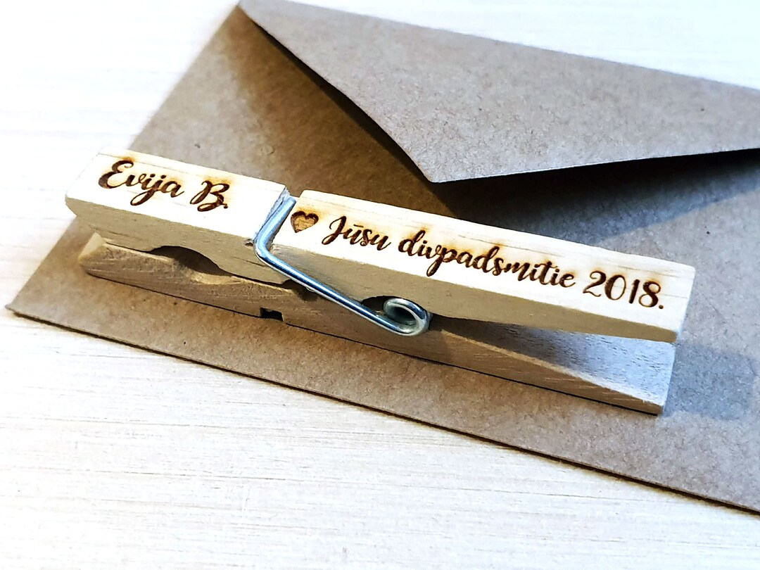 Personalized Wooden Clothespins 20 Pcs | Laser Engraved Clothes Pins ...