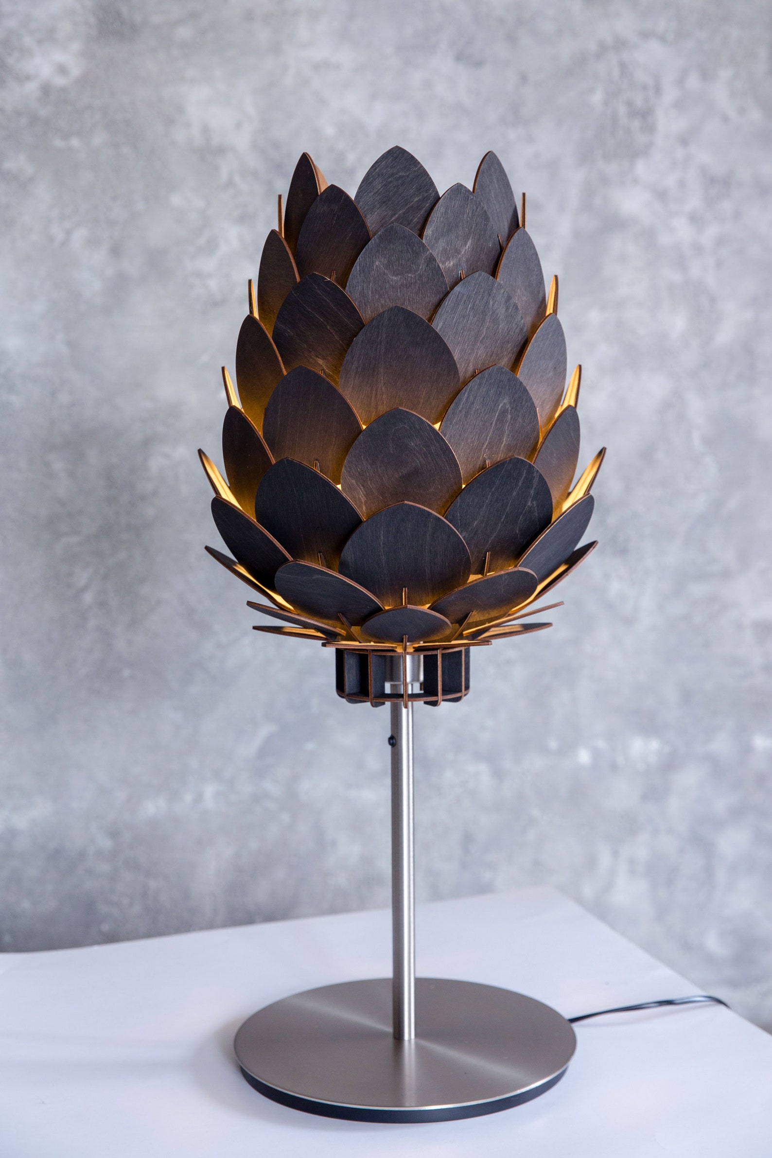 Black Wooden Lamp Pine Cone Lamp Pineapple Light Laser - Etsy UK