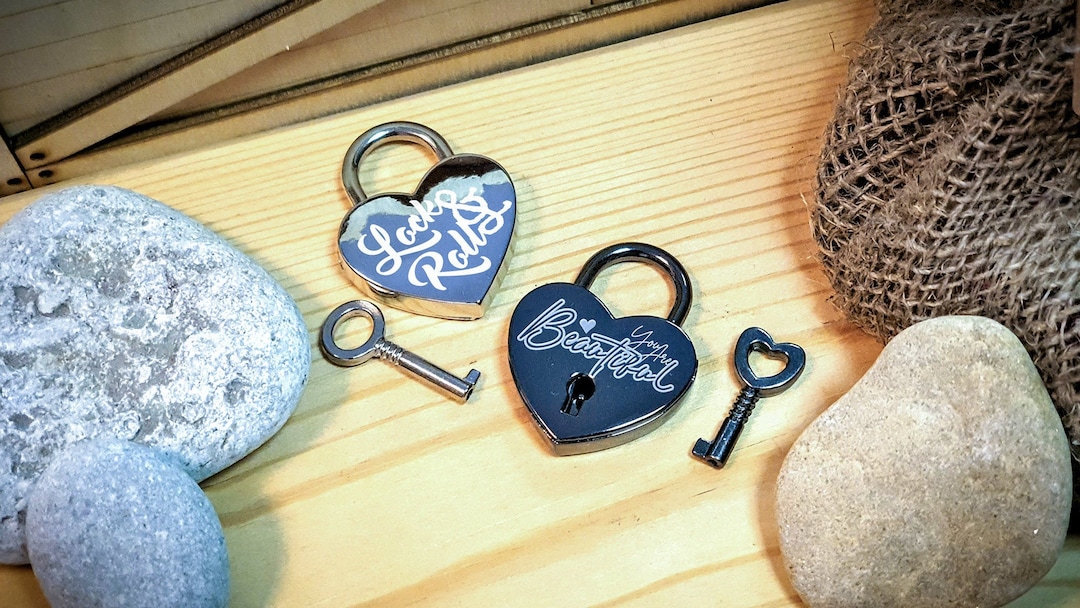 Personalized Heart Love Padlock & Key | Custom Laser Engraved Metal ...